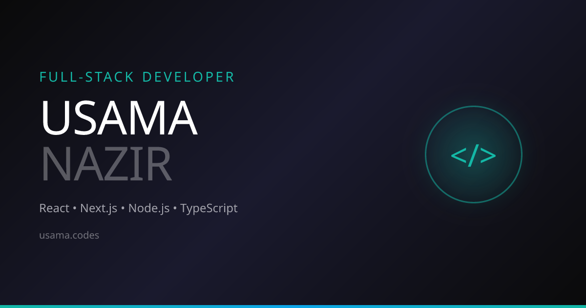 Hire Web Developer Pakistan | React & Next.js Expert - Usama Nazir